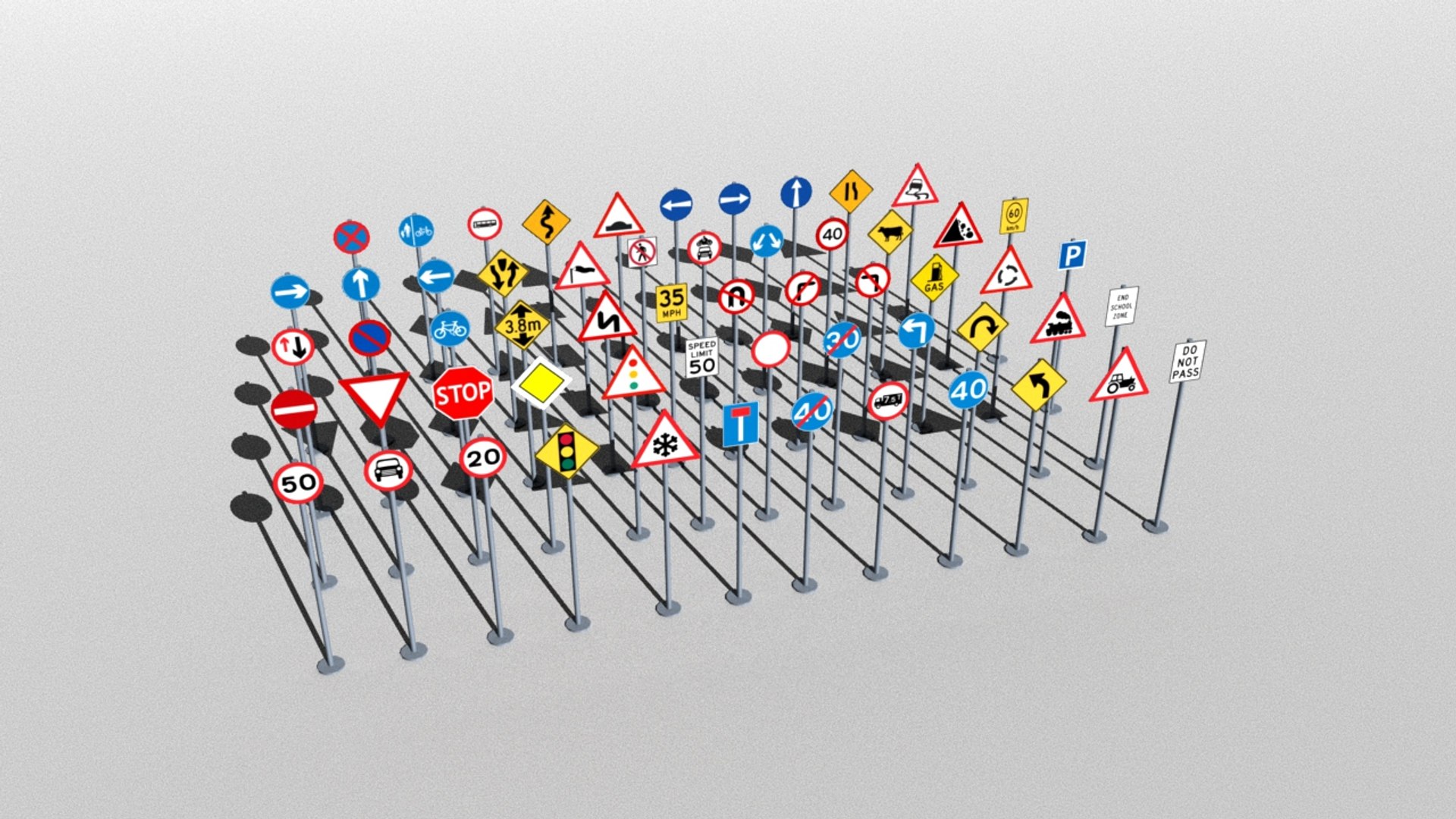 3D Model Traffic Signs Package - TurboSquid 1234930