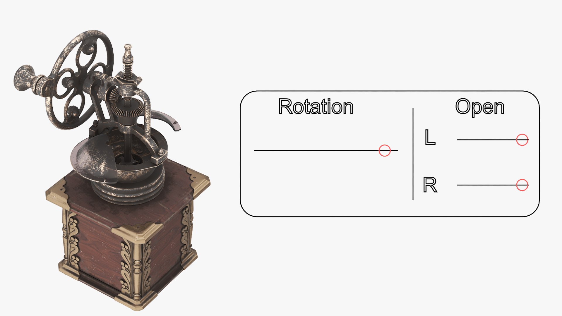 Retro Coffee Grinder With Drawer Rusted Look Brown Used Rigged 3D ...