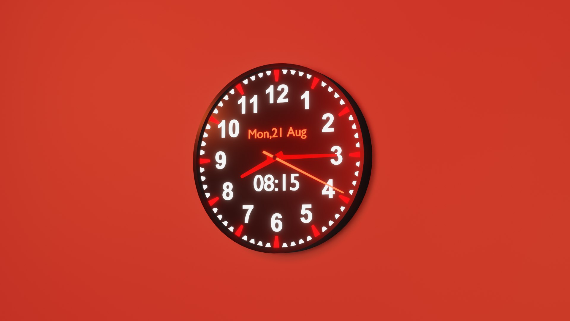 DIgital Wall Clock Model - TurboSquid 2114188