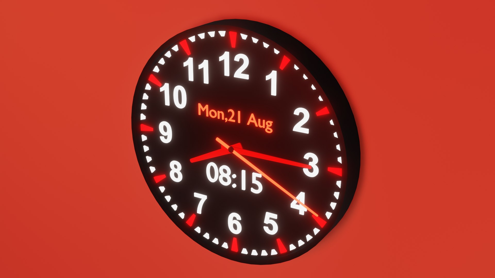 DIgital Wall Clock Model - TurboSquid 2114188