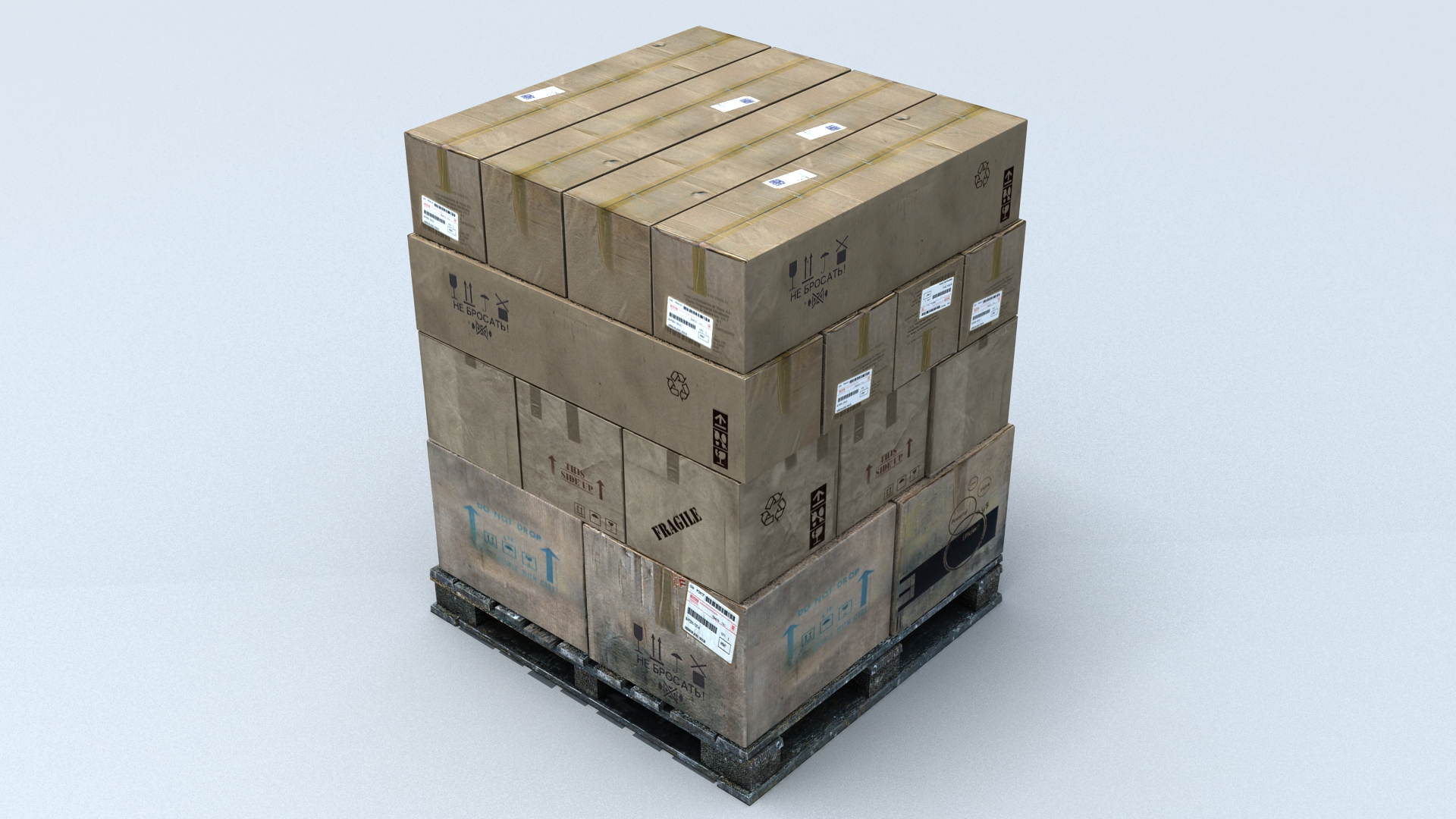 3D Wooden Pallet Stacked Boxes Model - TurboSquid 1502902