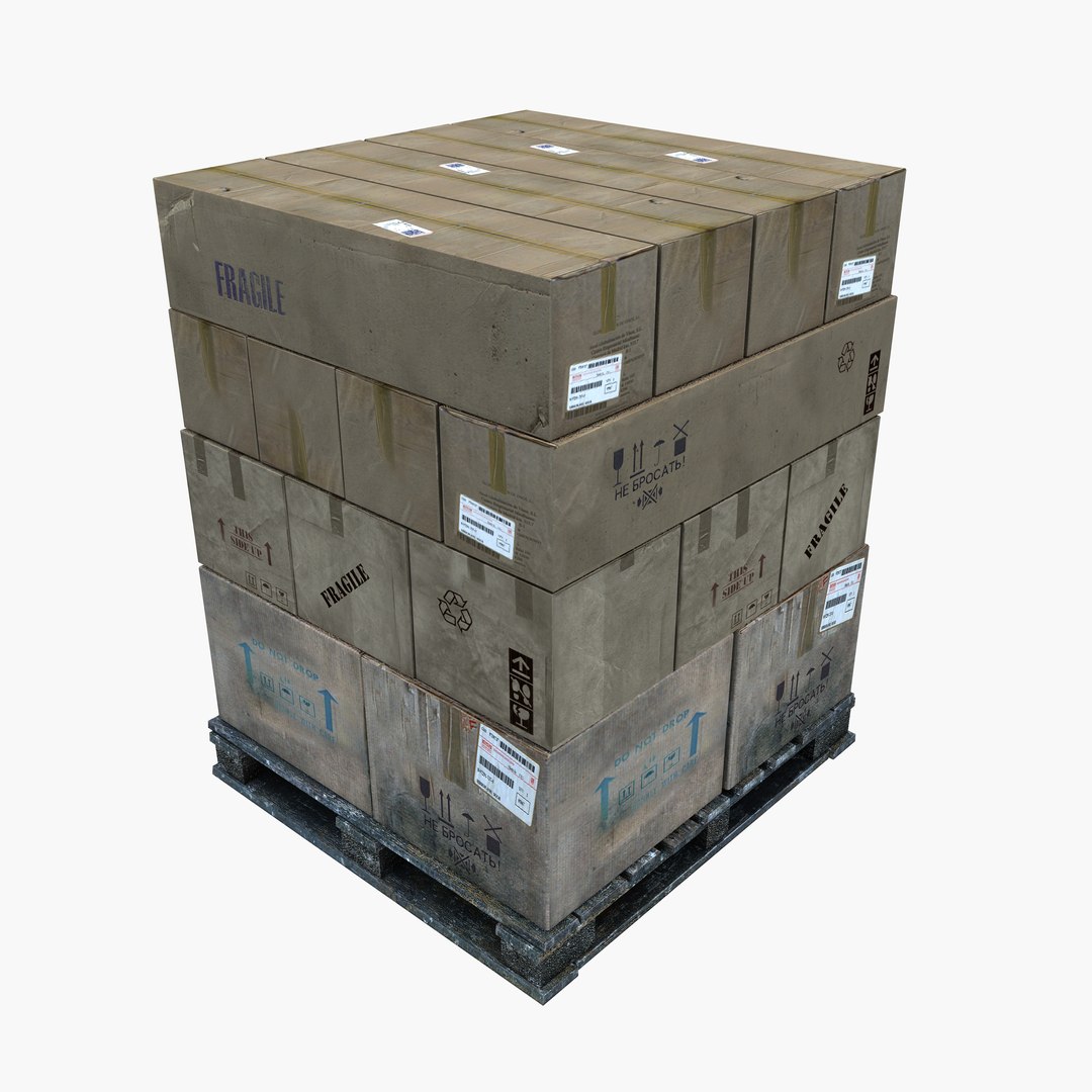 3D wooden pallet stacked boxes model - TurboSquid 1502902
