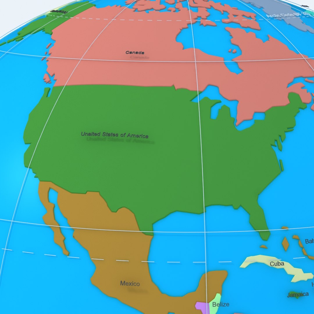 3d Model Geopolitical Globe Political