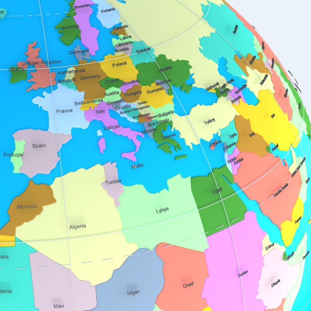 3d Model Geopolitical Globe Political