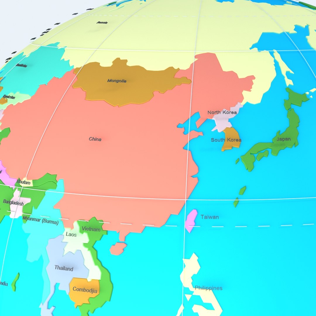3d Model Geopolitical Globe Political
