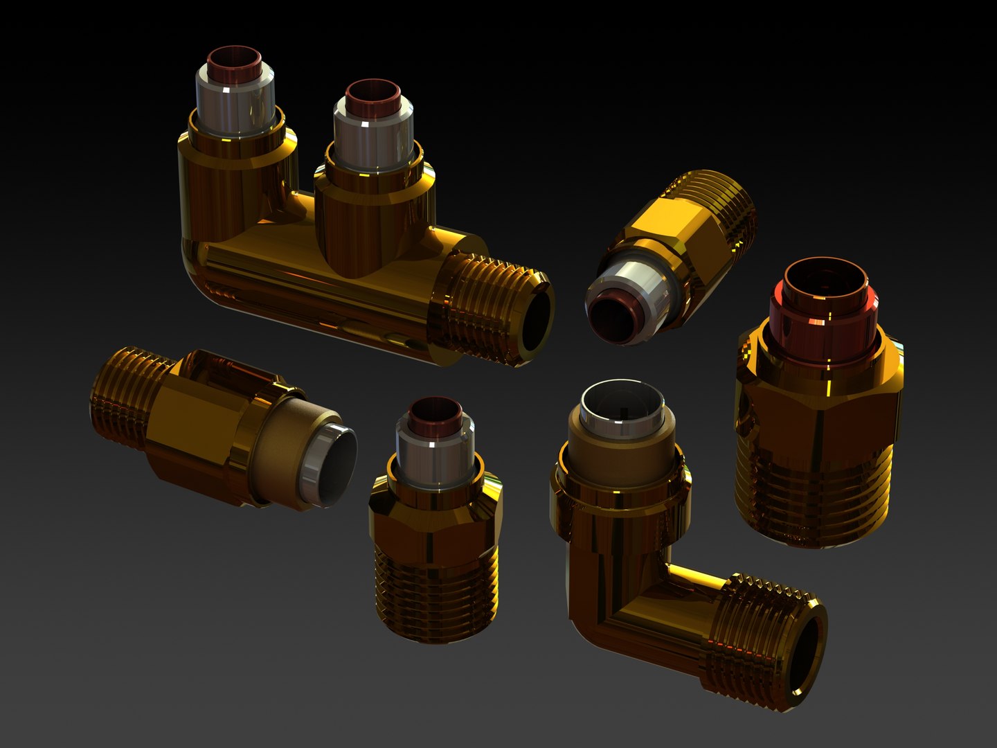 Brass Truck Fittings Set 3D Model - TurboSquid 2176857