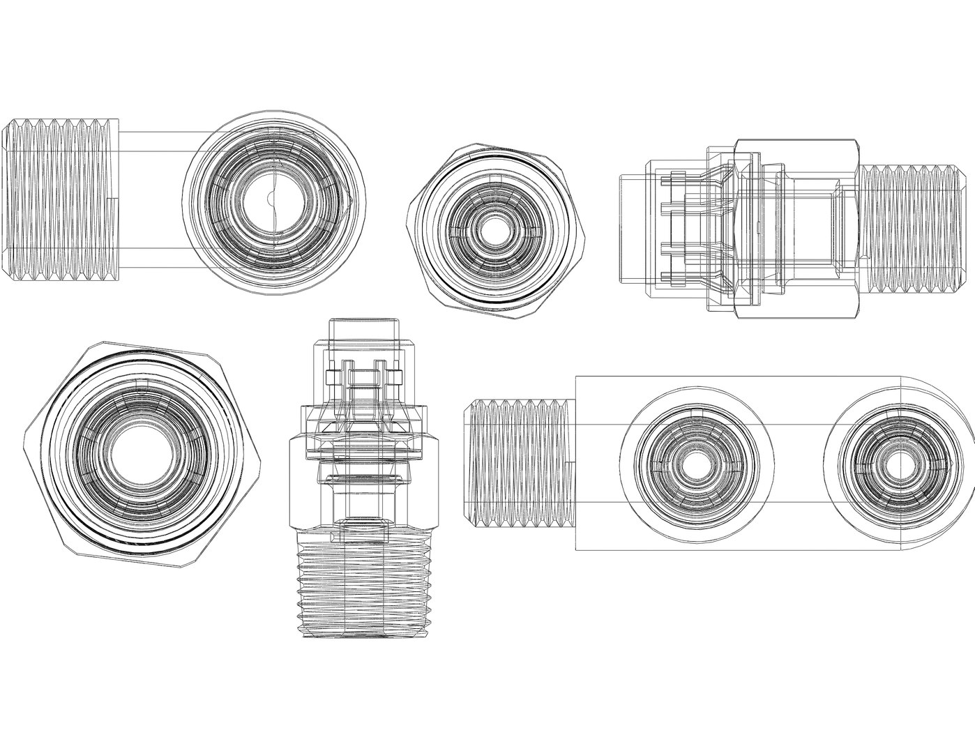 Brass Truck Fittings Set 3D Model - TurboSquid 2176857