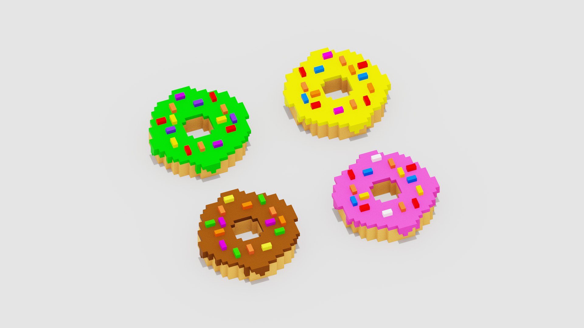 Voxel Donut Pack Model - TurboSquid 2217489