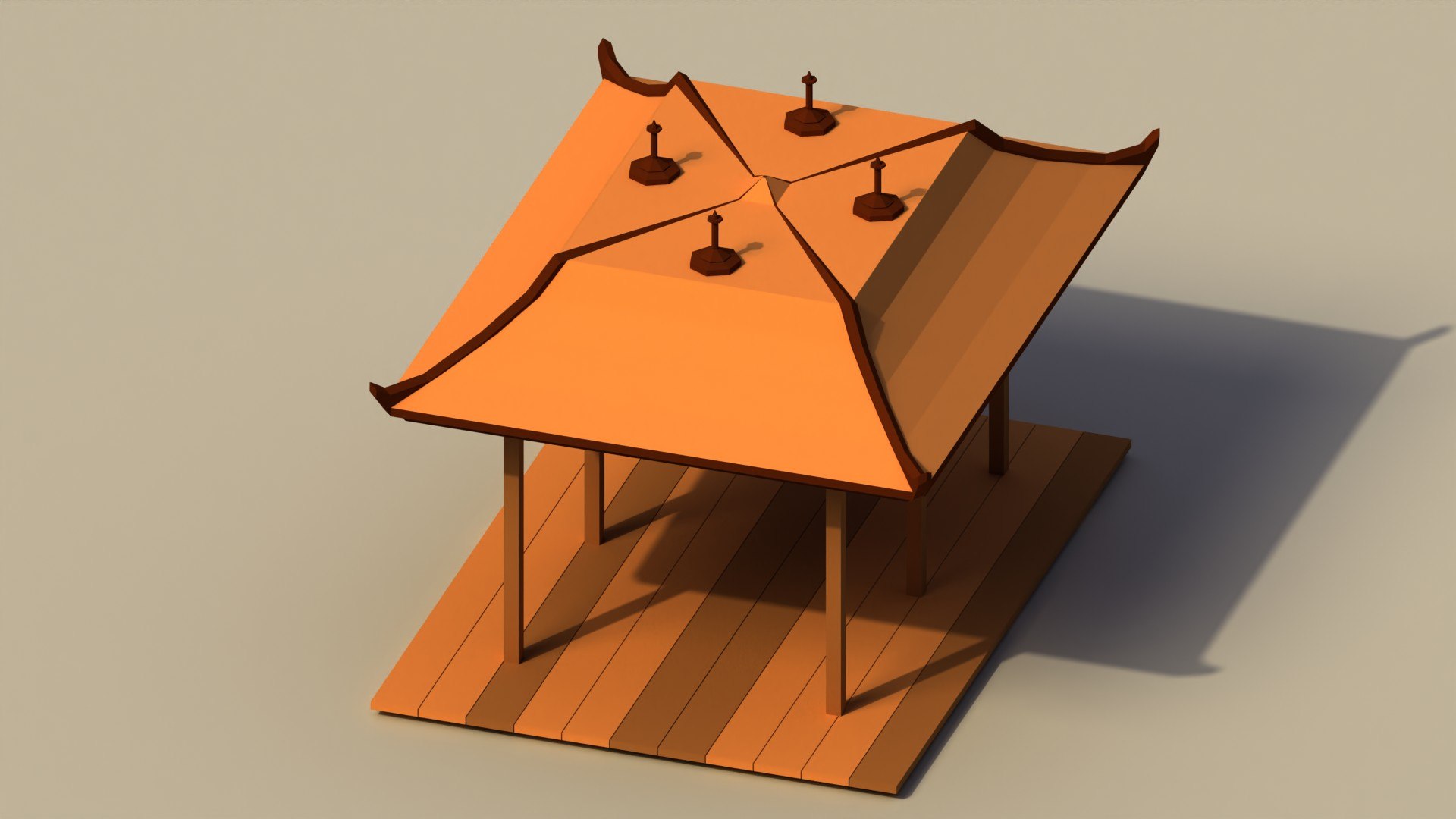 Low Poly Japanese Dais 3D Model - TurboSquid 2100420