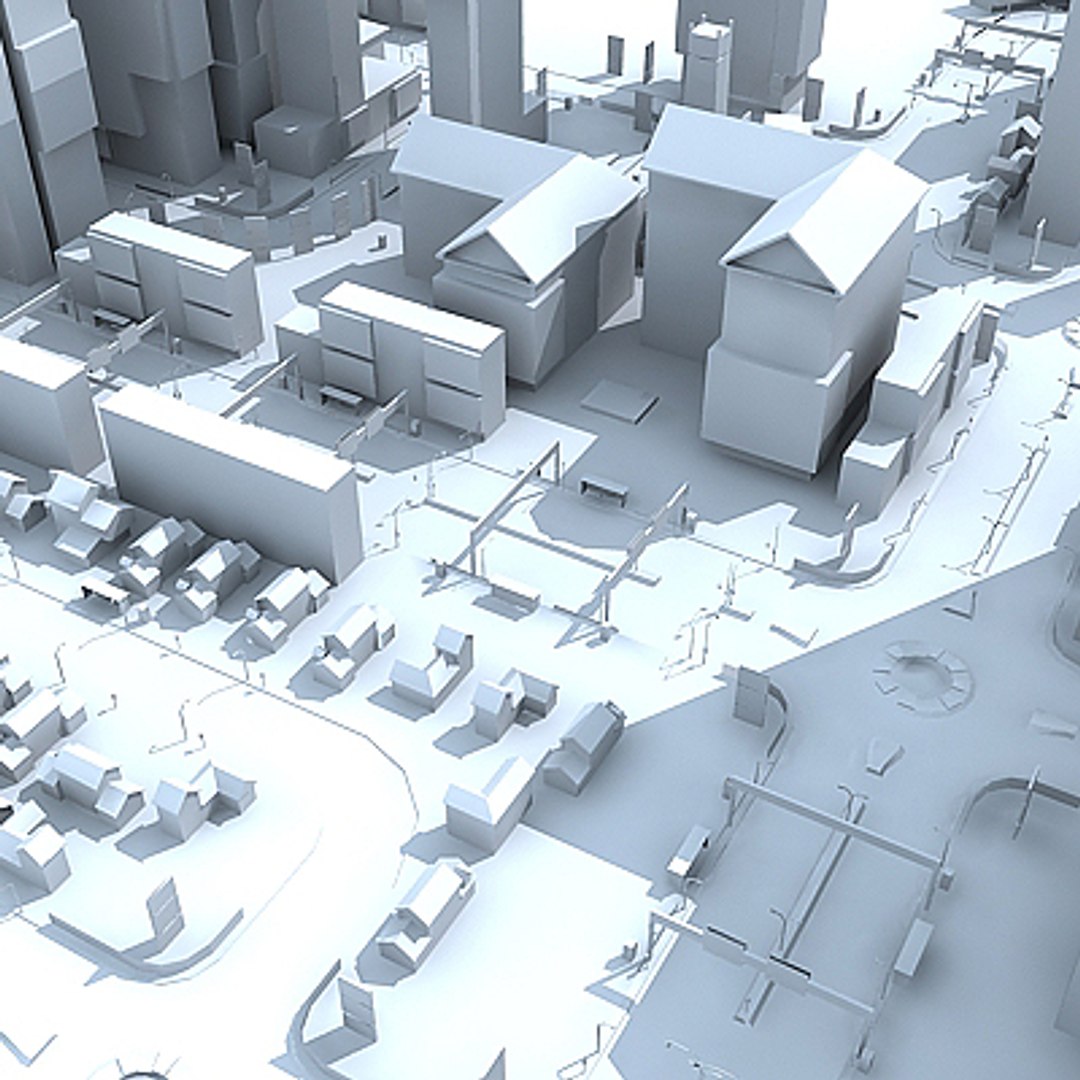 3d Model City Pack Building Road