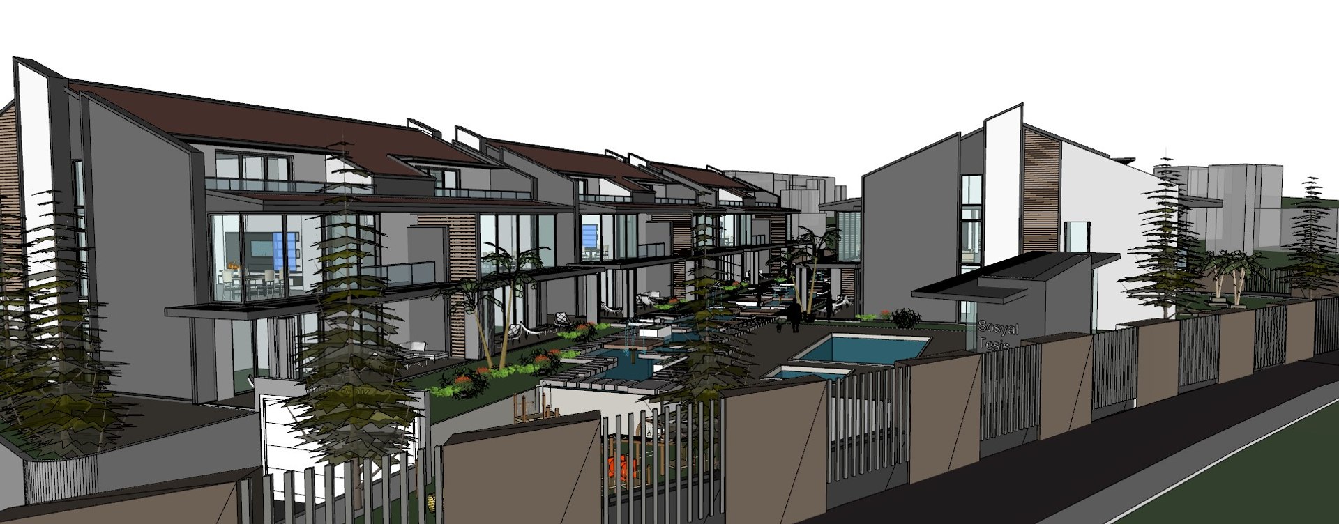 3D Modern Residental Building Complex With Landscape - TurboSquid 2130011