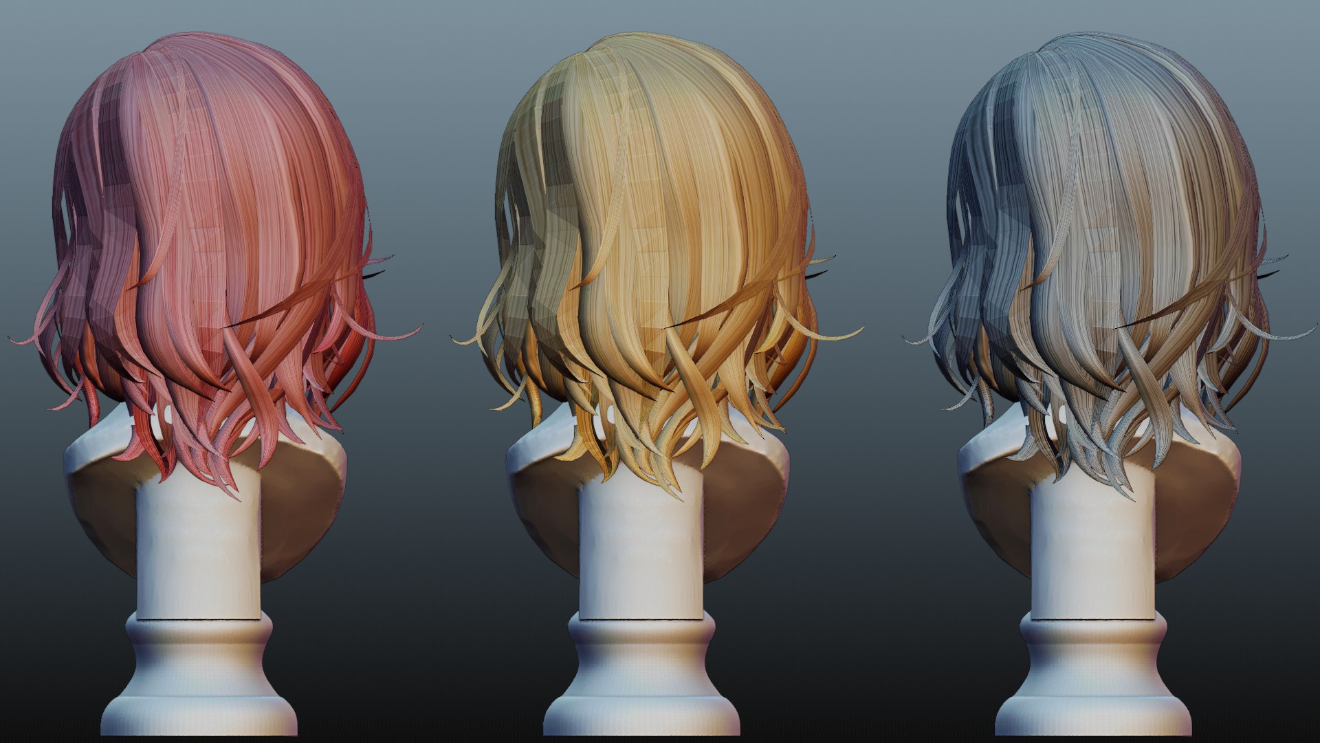 Female Hair Low Poly 3 Colors 3D Model - TurboSquid 2131559