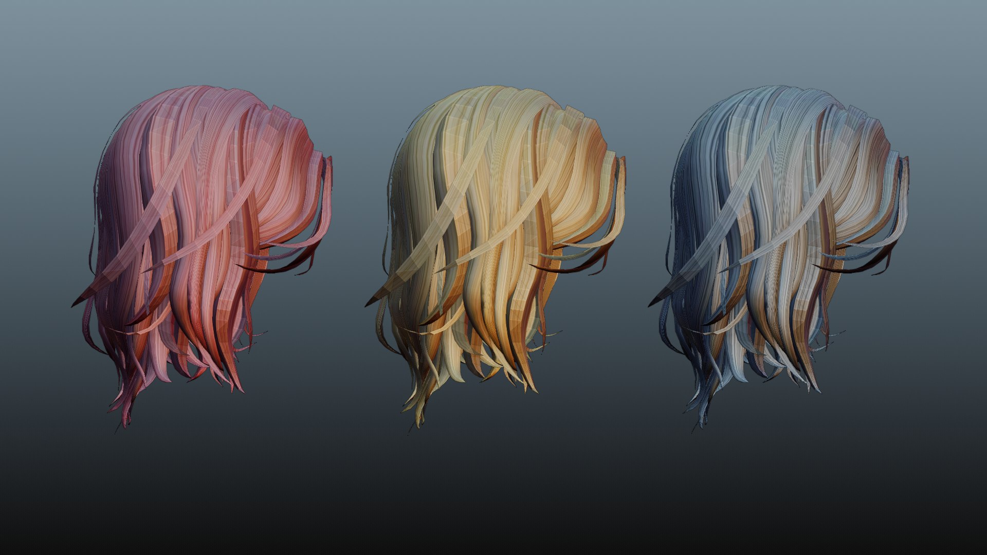 Female Hair Low Poly 3 Colors 3D Model - TurboSquid 2131559