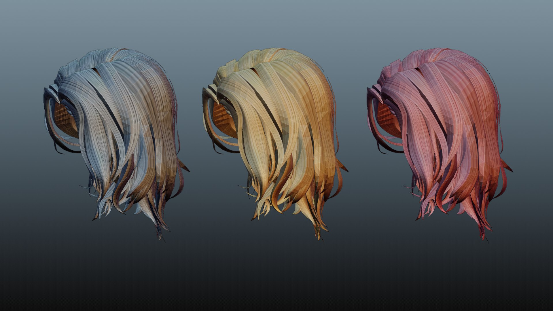 Female Hair Low Poly 3 Colors 3D Model - TurboSquid 2131559