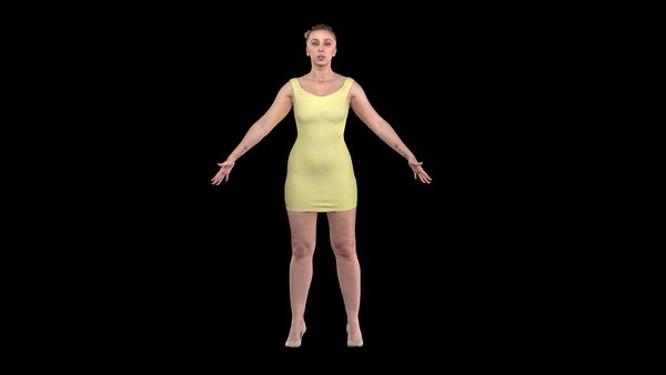3D Cleaned A Pose Scan Mia Brown Dressed - TurboSquid 1990540