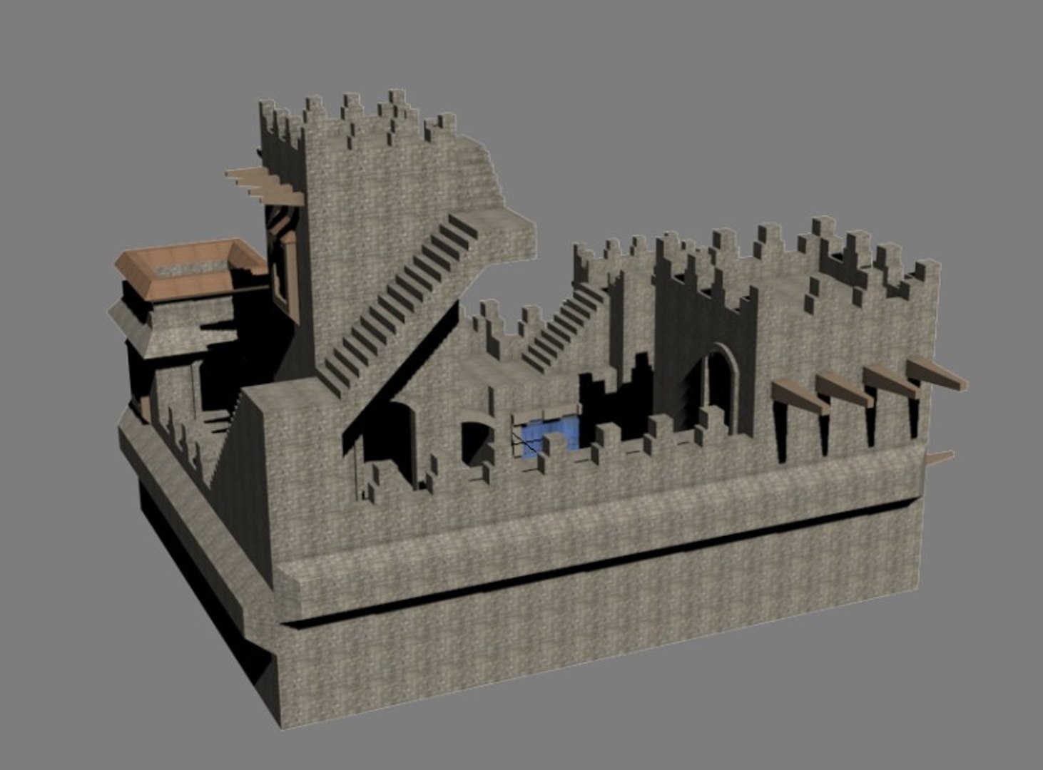 Small Stone Castle Fort 3d Model