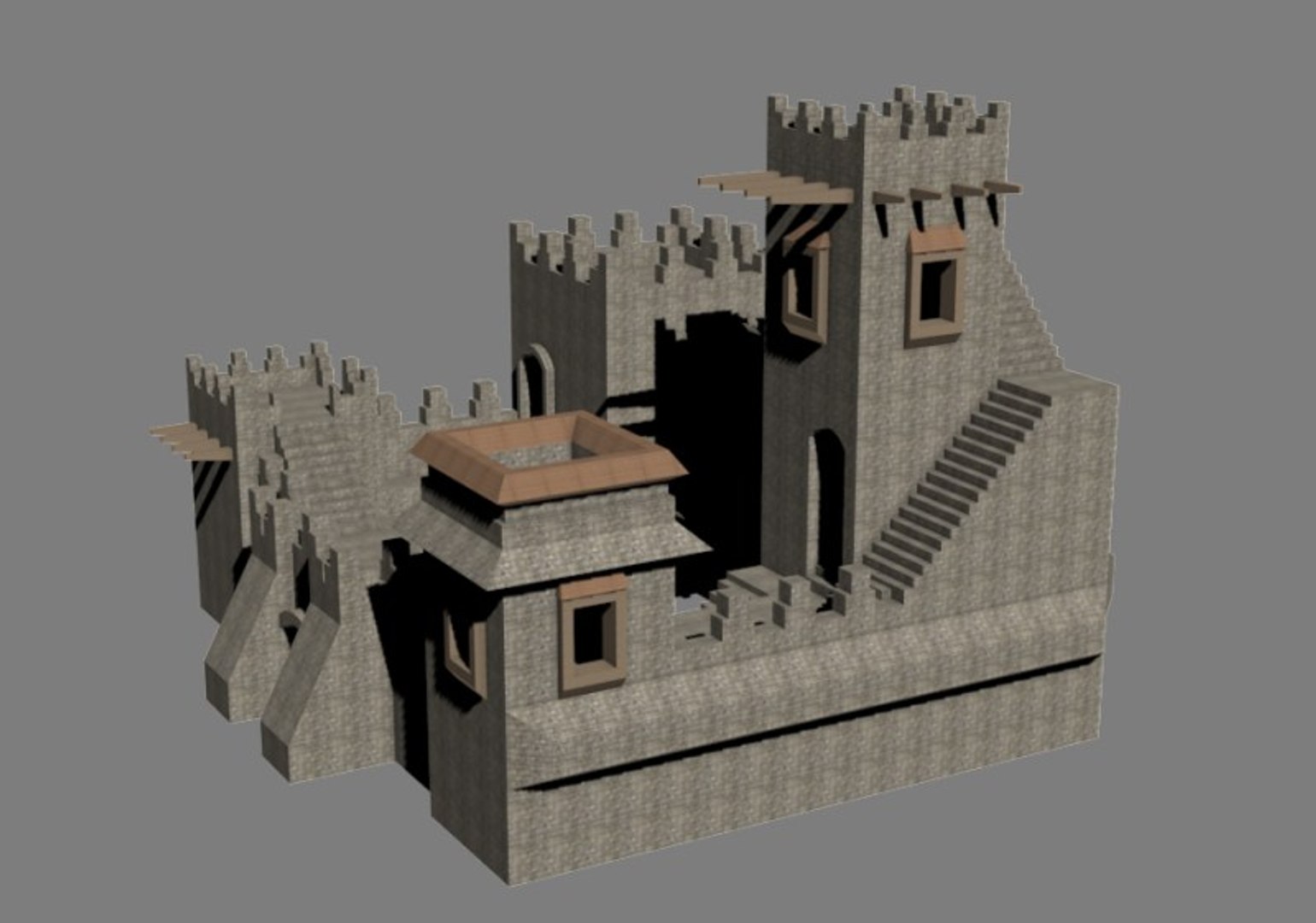 Small Stone Castle Fort 3d Model