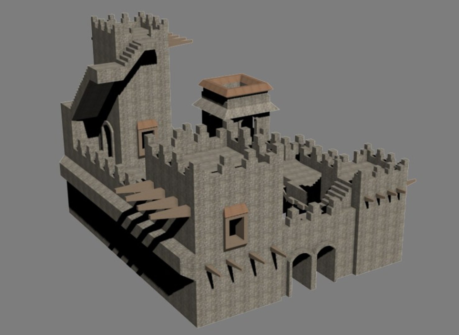 Small Stone Castle Fort 3d Model