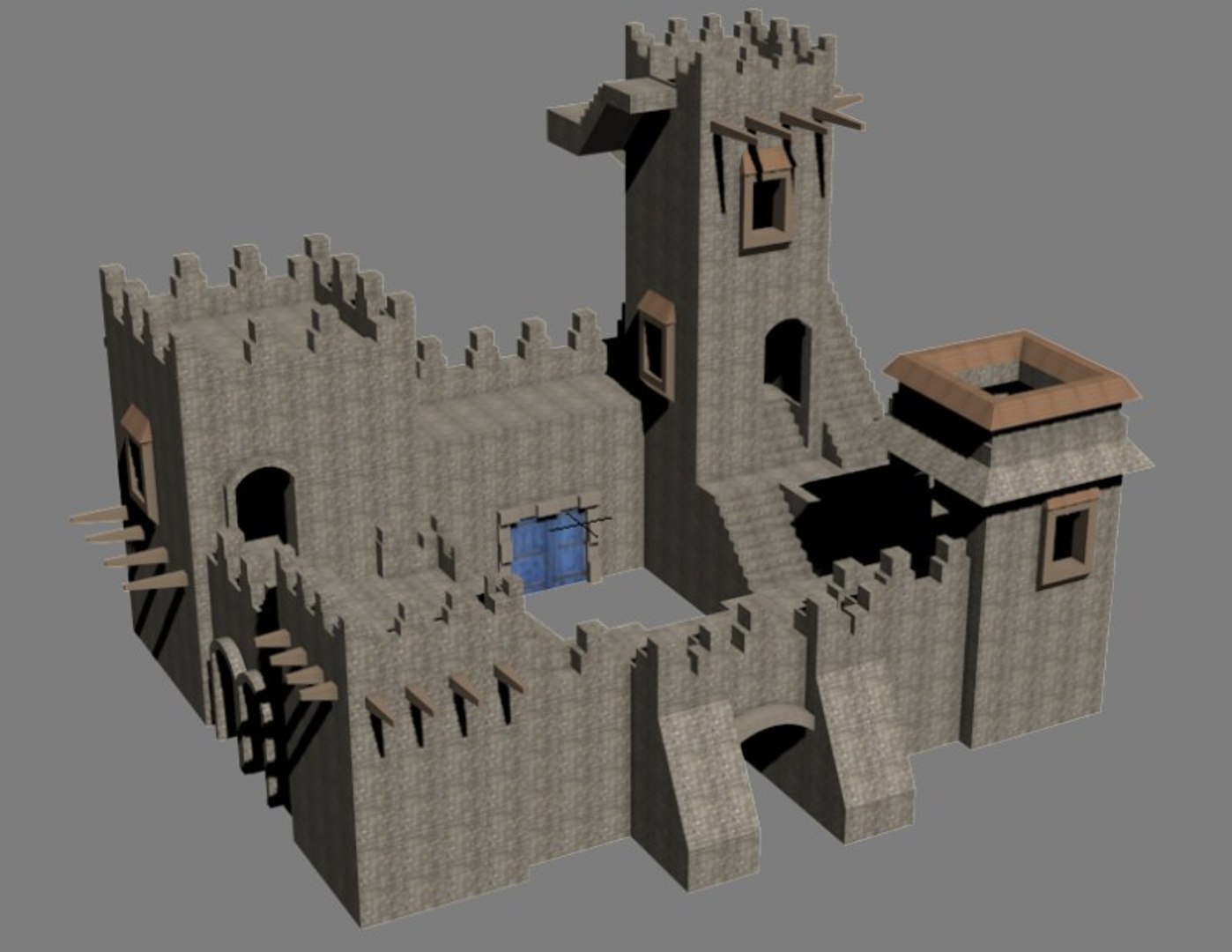 Small Stone Castle Fort 3d Model