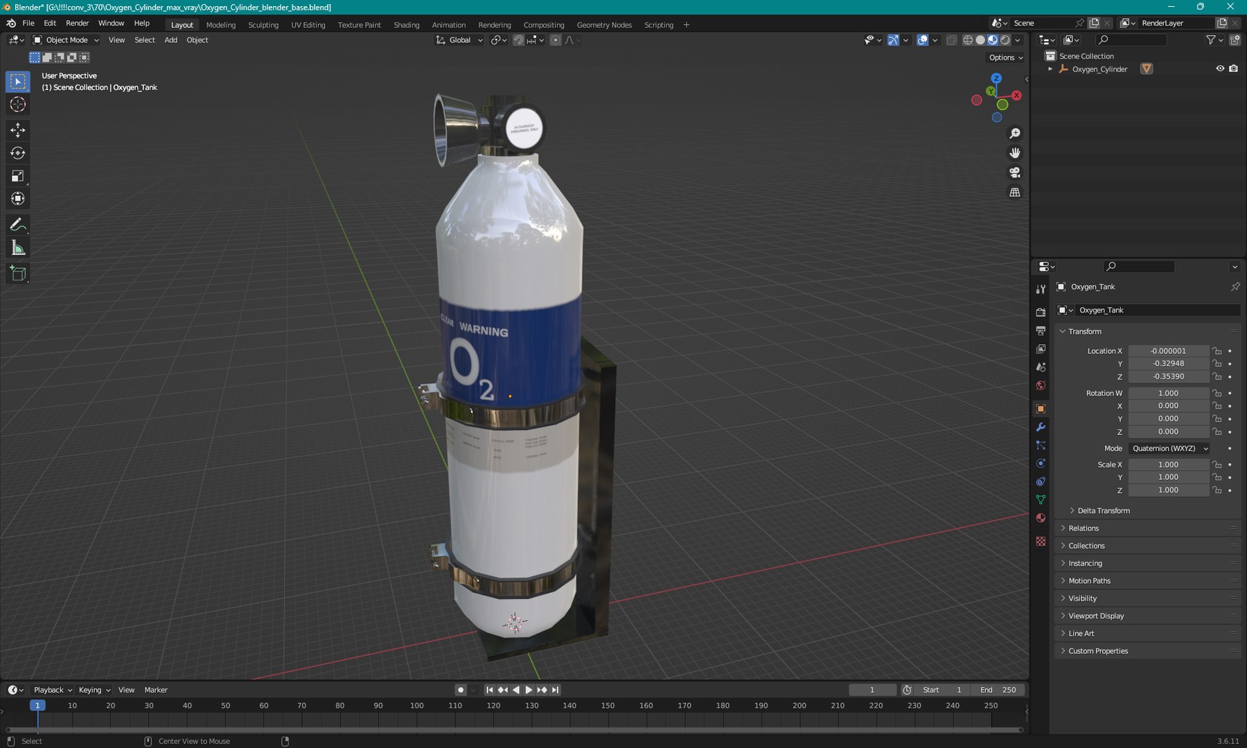 Oxygen Cylinder 3D Model - TurboSquid 2326695