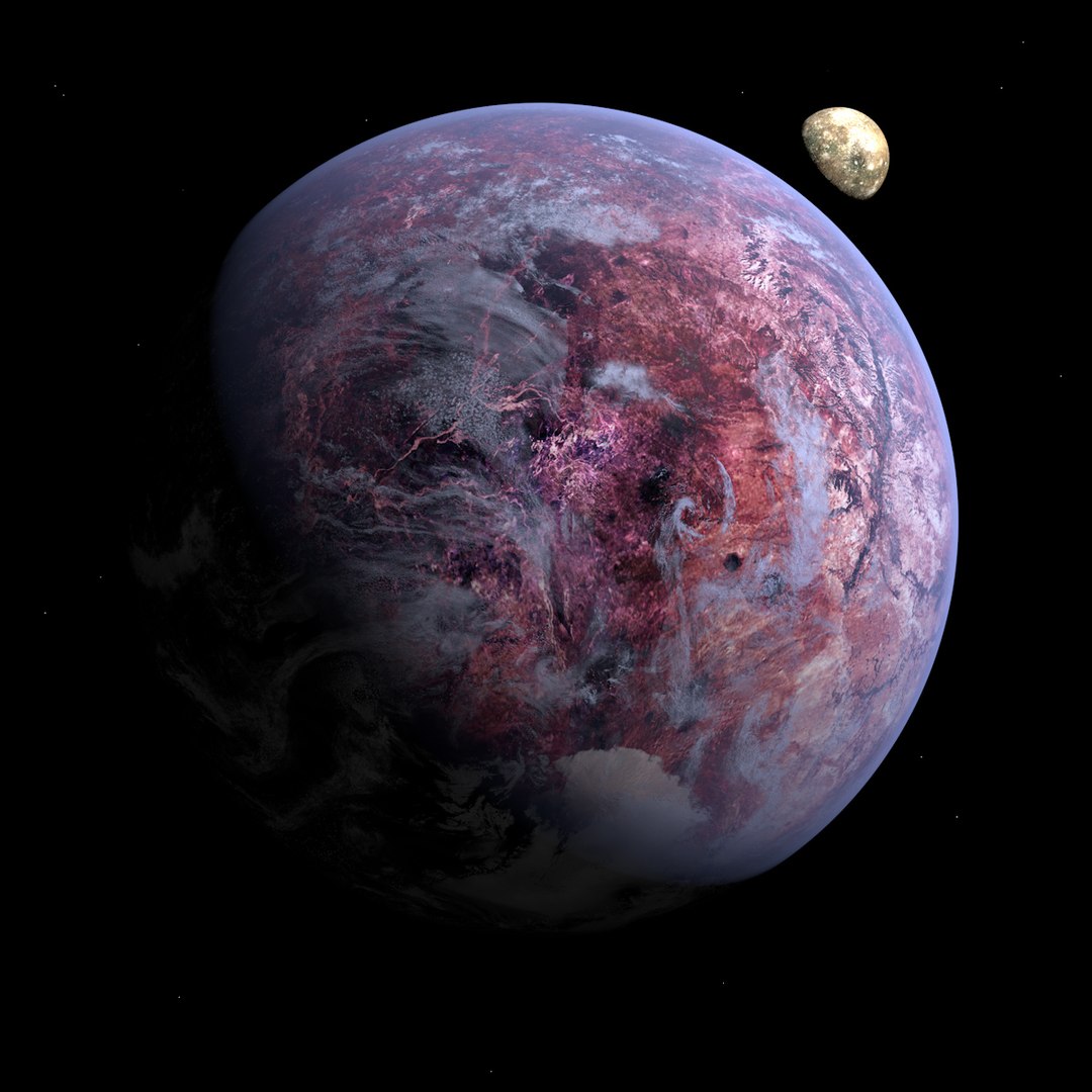 3D Fictional Alien Purple Planet 8k with Moon model - TurboSquid 1857149