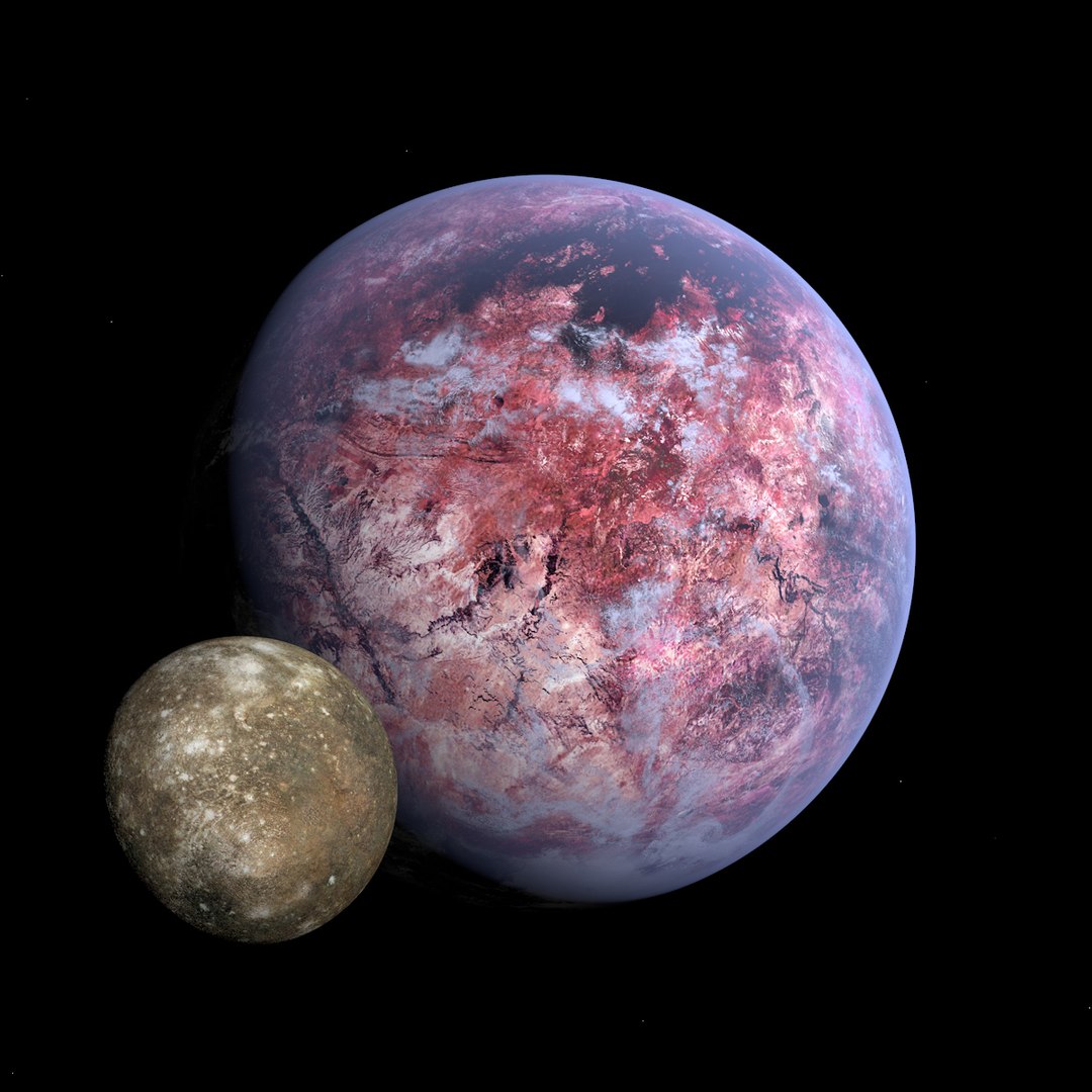 3D Fictional Alien Purple Planet 8k with Moon model - TurboSquid 1857149