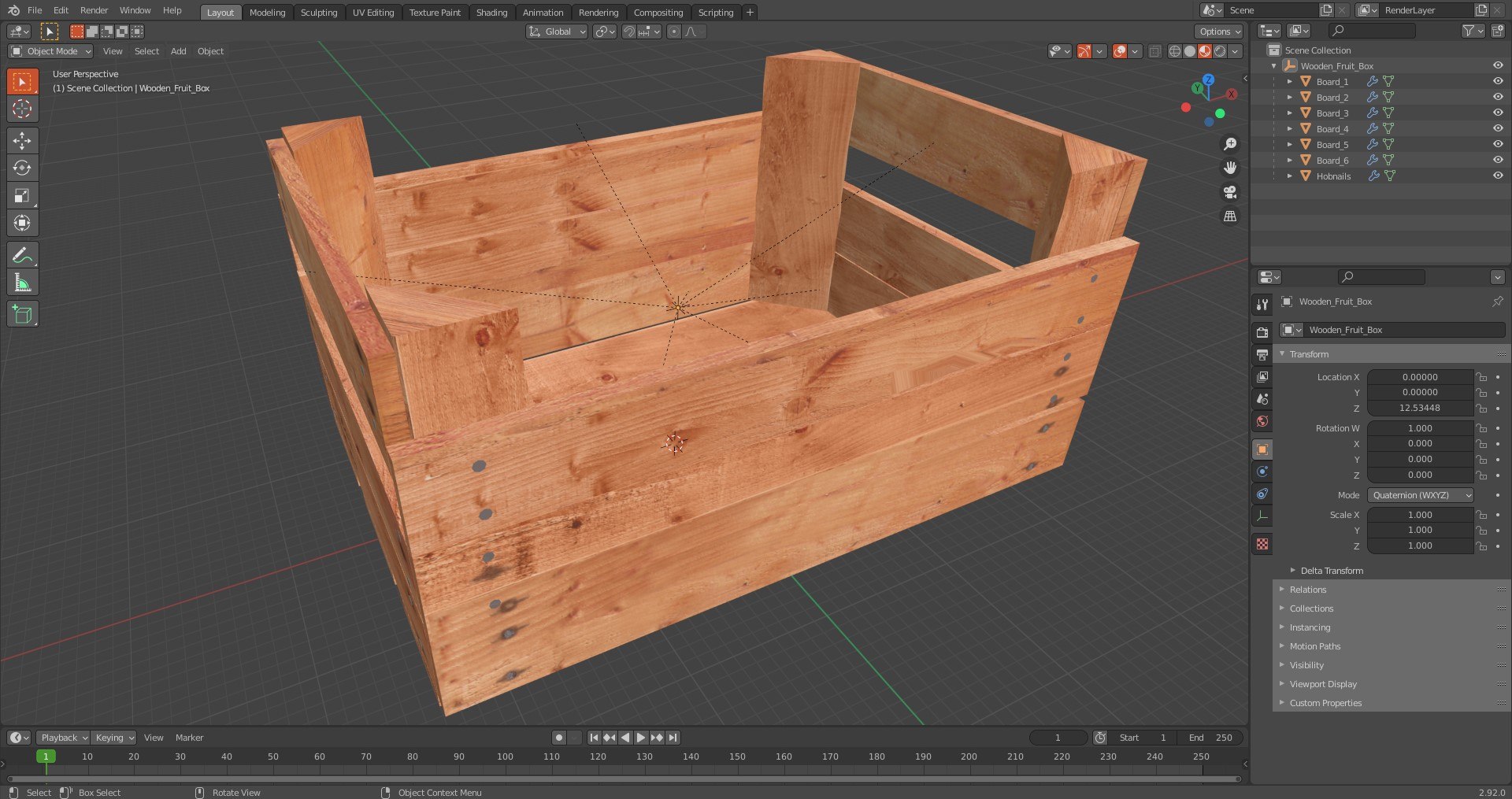 3D Wooden Fruit Box model - TurboSquid 2136654