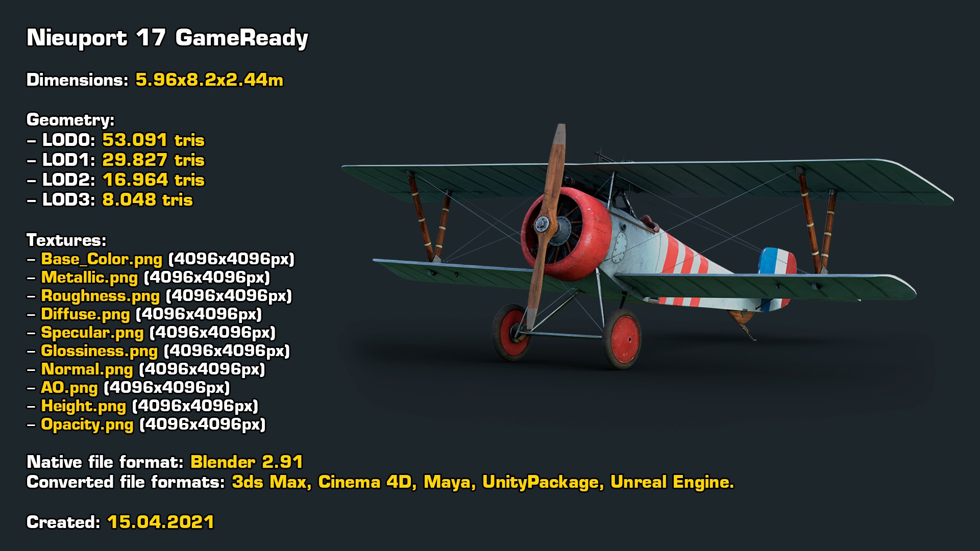 Airplanes WW1 Collection GameReady Model - TurboSquid 1999431
