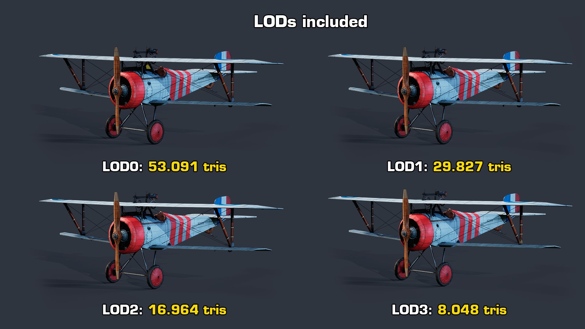 Airplanes WW1 Collection GameReady Model - TurboSquid 1999431