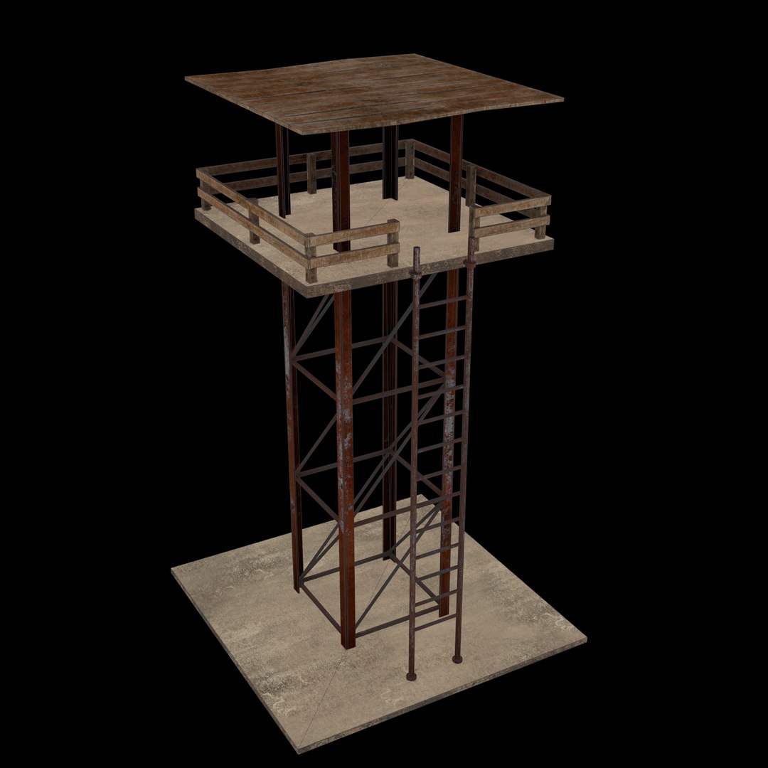 3D Model A Low-poly Of A Military Tower - TurboSquid 1872936