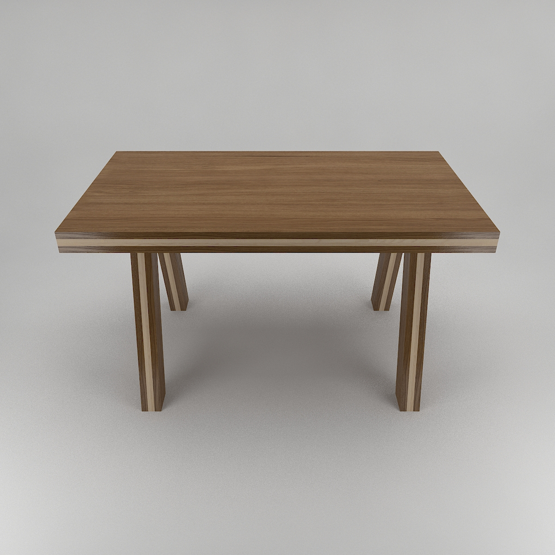 3d model wood dining table