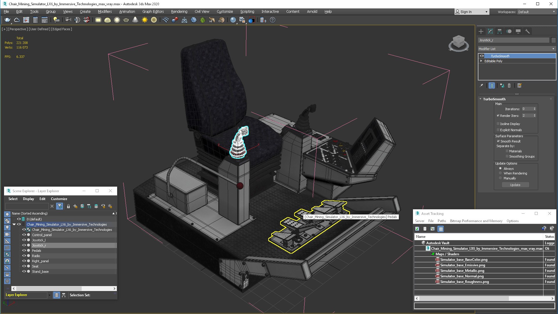 3D Model Chair Mining Simulator LX6 By Immersive Technologies ...