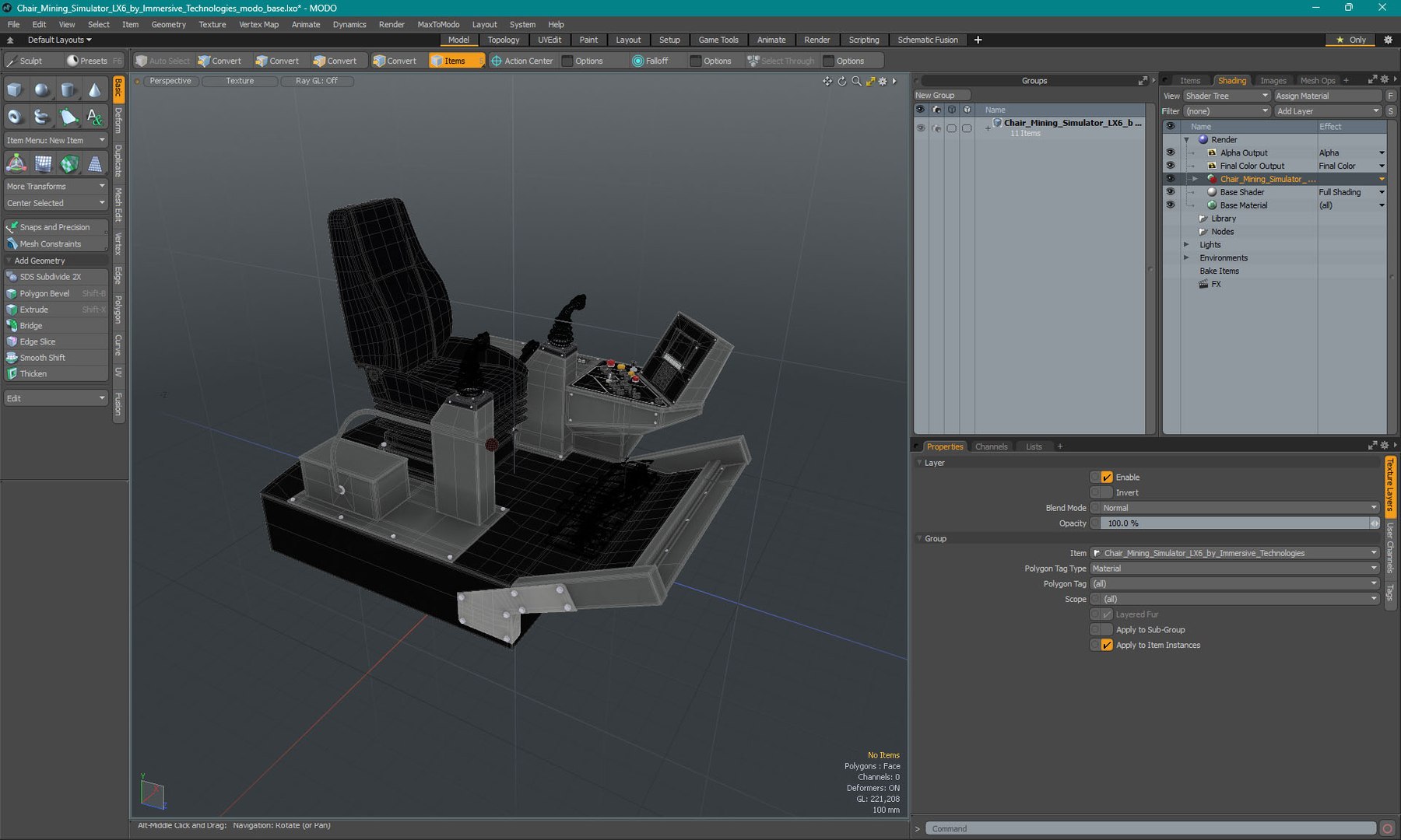 3D Model Chair Mining Simulator LX6 By Immersive Technologies ...