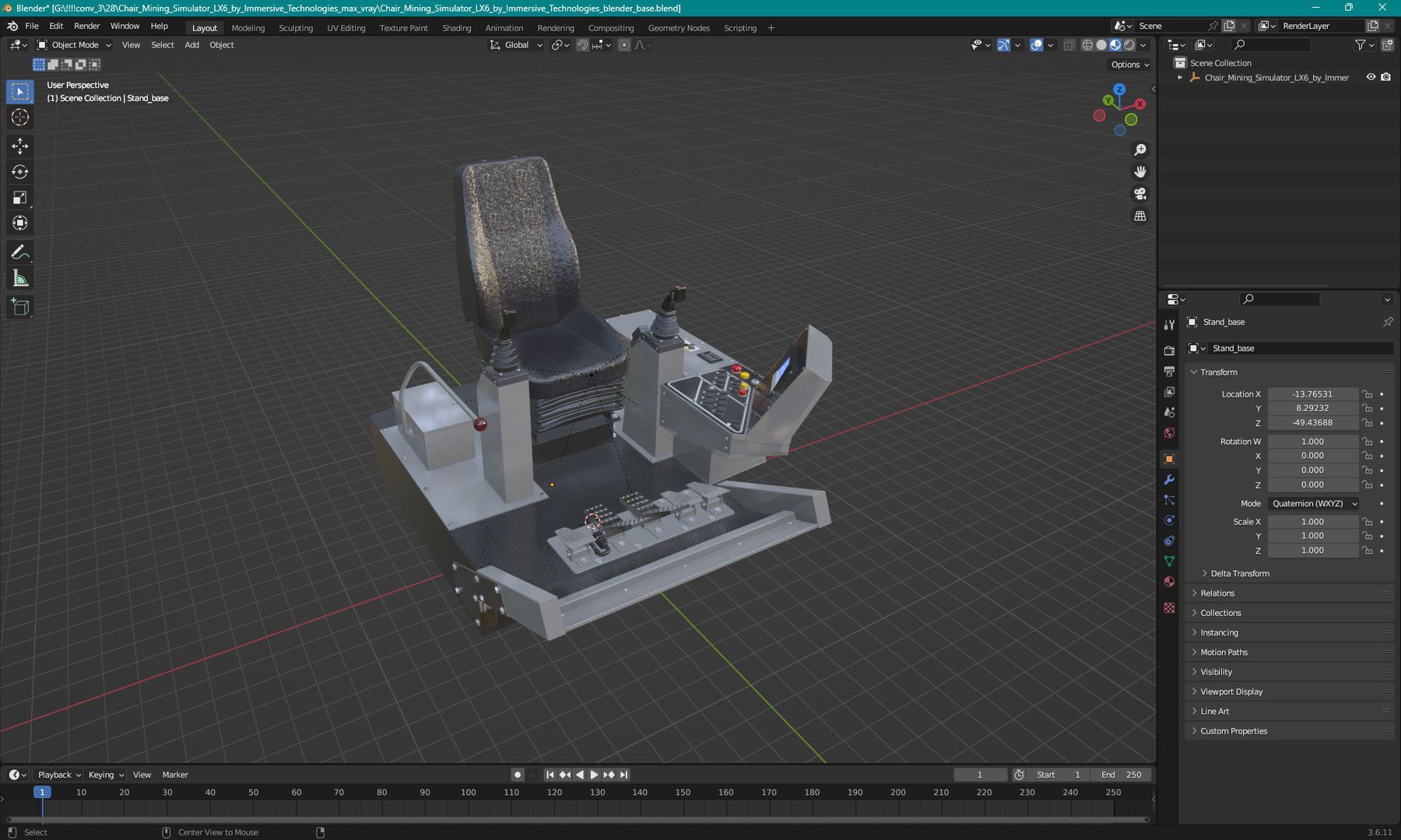 3D Model Chair Mining Simulator LX6 By Immersive Technologies ...