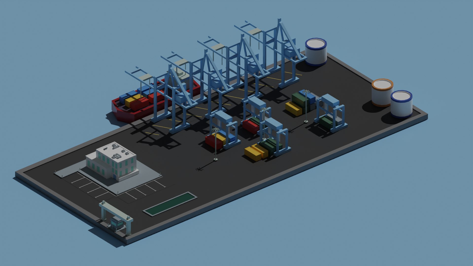 3D Model Low Poly Cartoon City Docks - TurboSquid 2105063