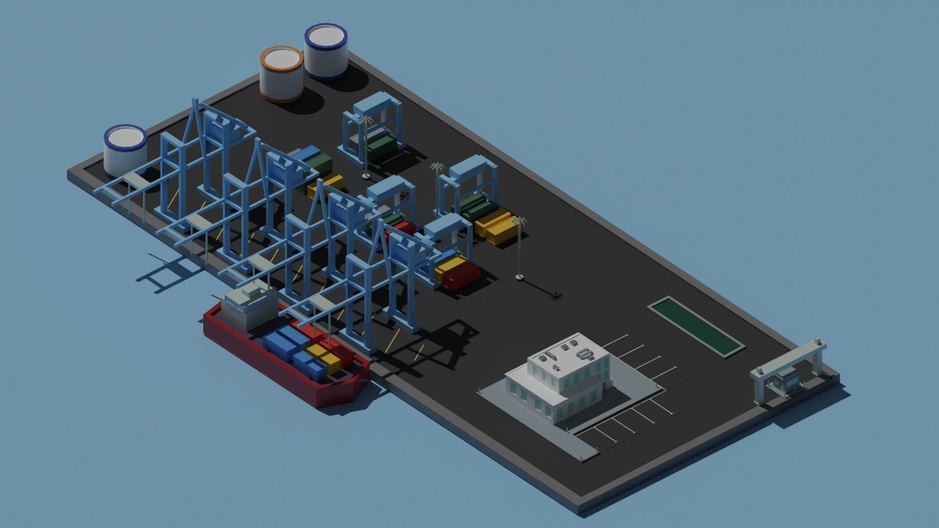 3D Model Low Poly Cartoon City Docks - TurboSquid 2105063