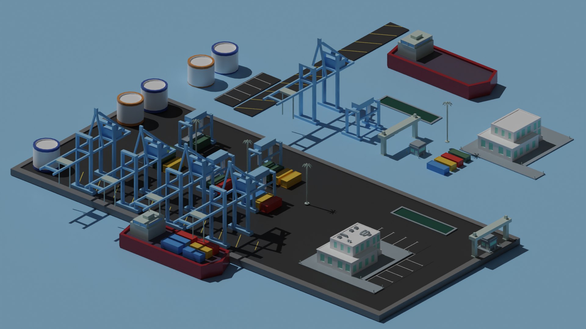3D Model Low Poly Cartoon City Docks - TurboSquid 2105063