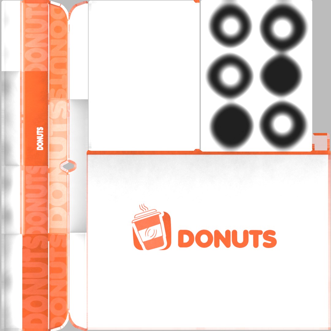 Box With Donuts PBR 3D Model - TurboSquid 2268447