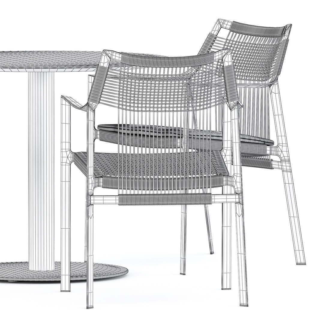 3D Nodi Armchair And T-Ttable Dining Table Model - TurboSquid 1839203