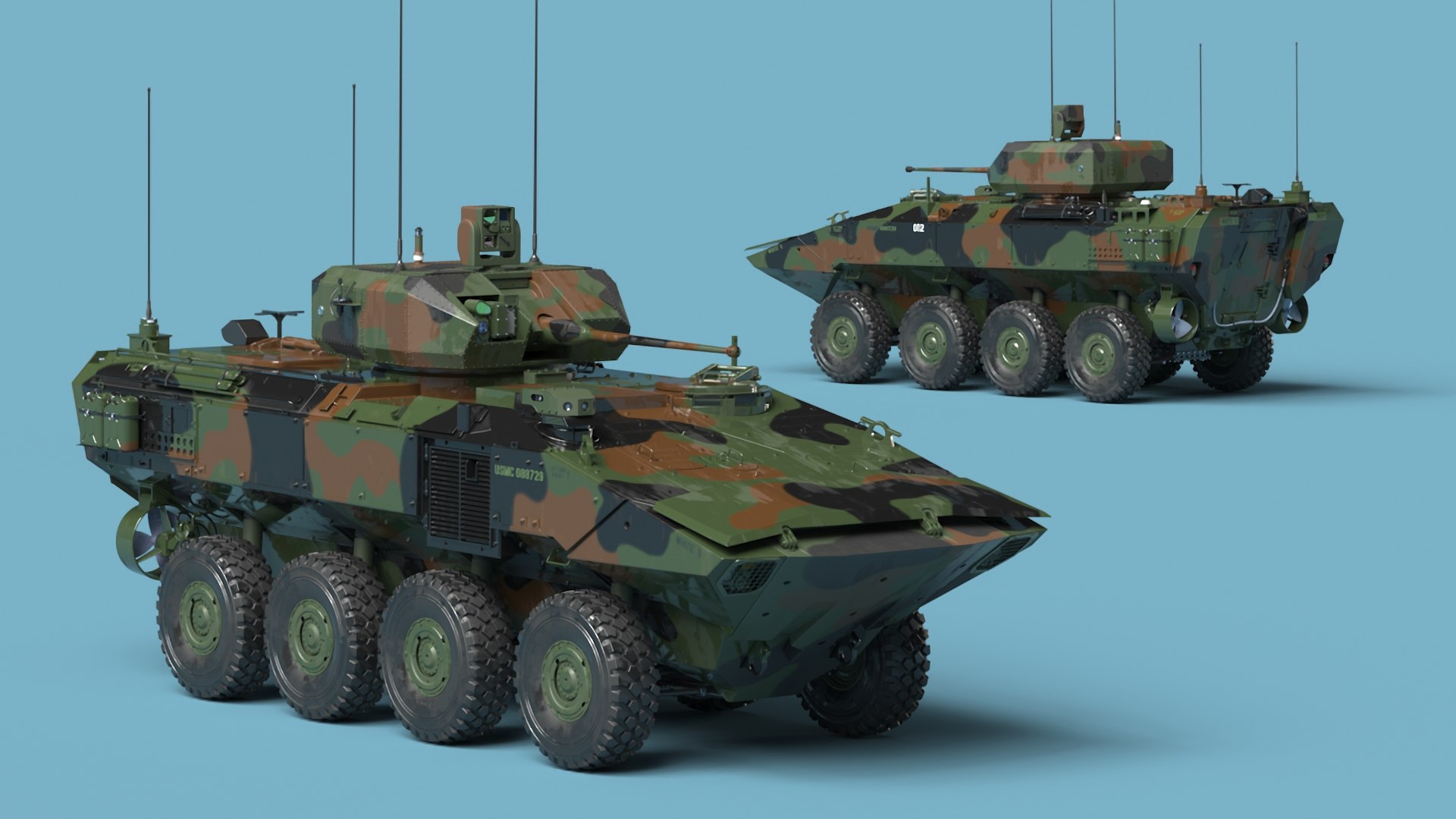 US Amphibious Assault Vehicle With 30mm Gun Wet Rigged 3D Model ...