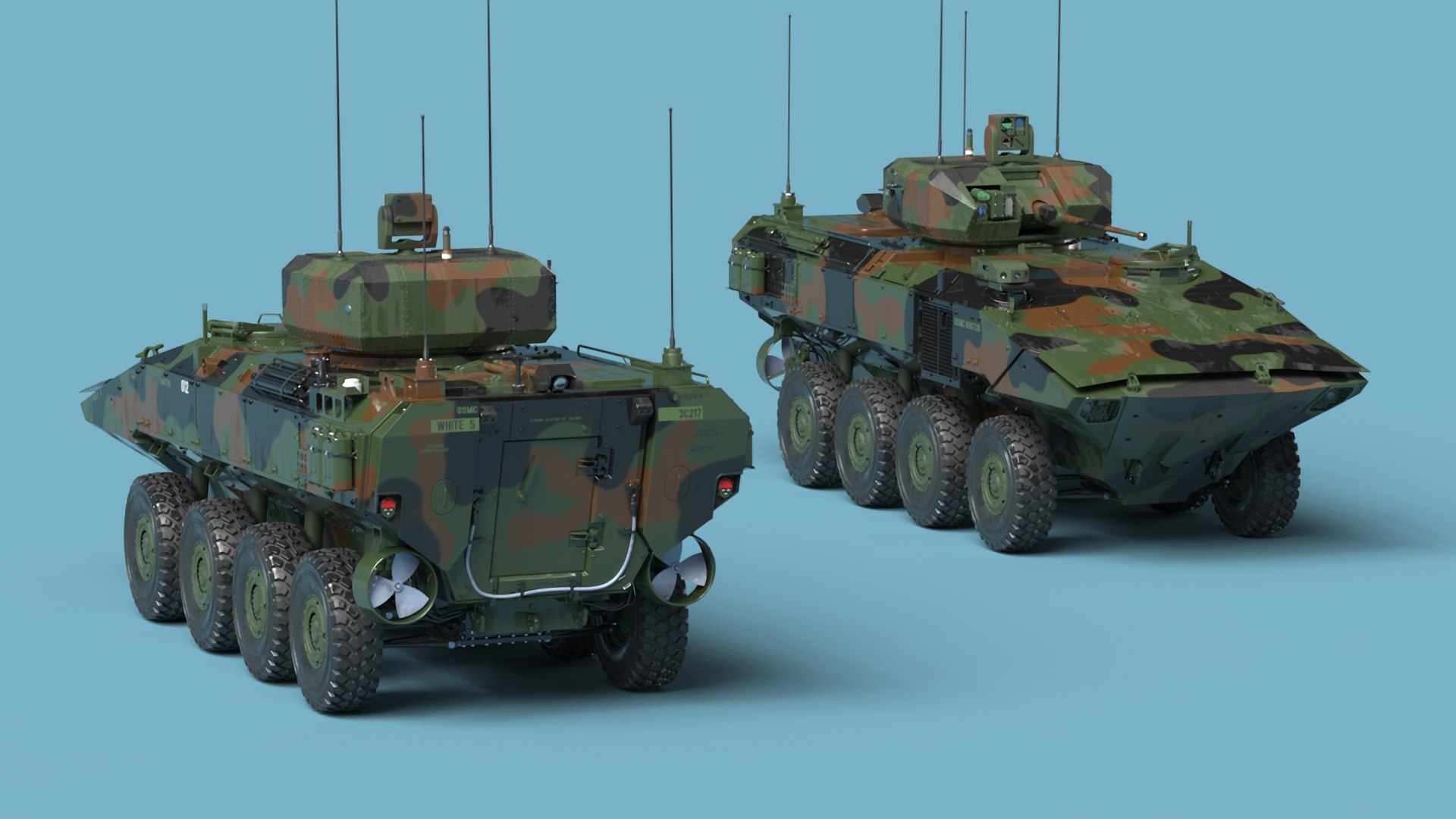 US Amphibious Assault Vehicle With 30mm Gun Wet Rigged 3D Model ...