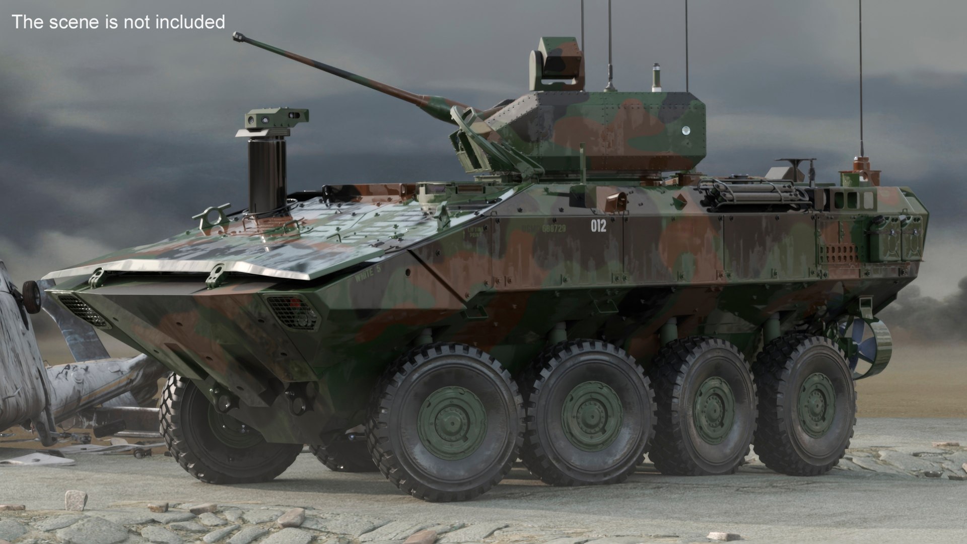 US Amphibious Assault Vehicle With 30mm Gun Wet Rigged 3D Model ...