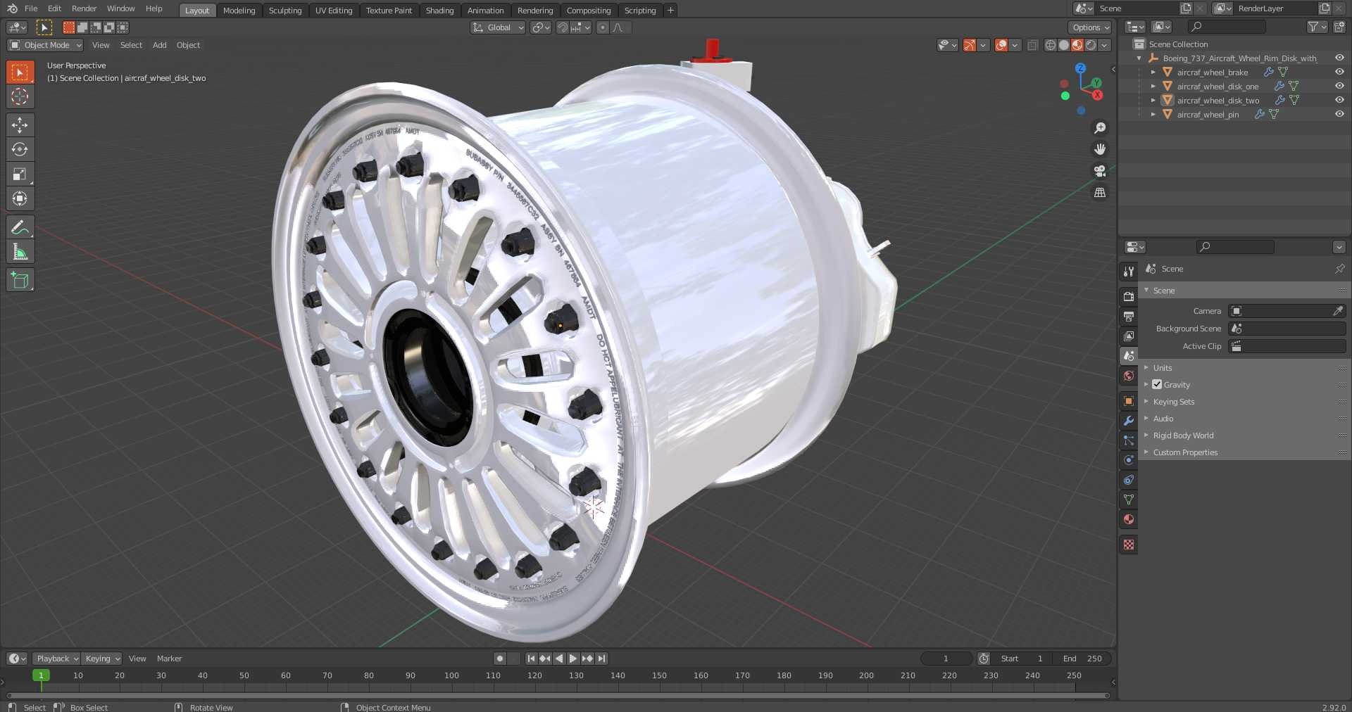 Boeing 737 Aircraft Wheel Rim Disk with Brake 3D model - TurboSquid 2158205