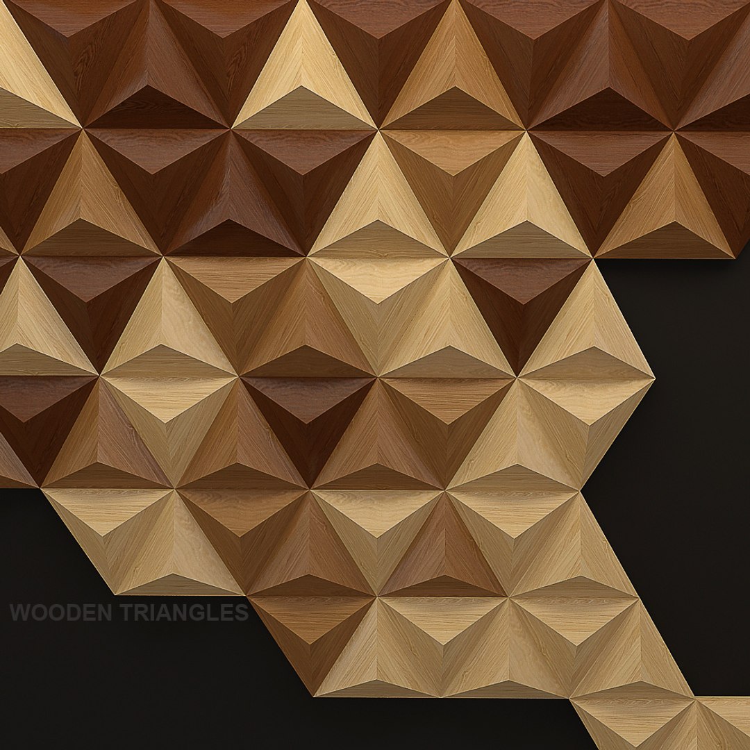 Wooden Triangles Panel 3d Model