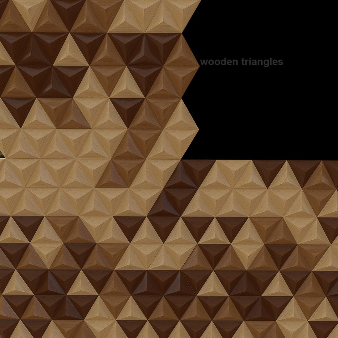 Wooden Triangles Panel 3d Model