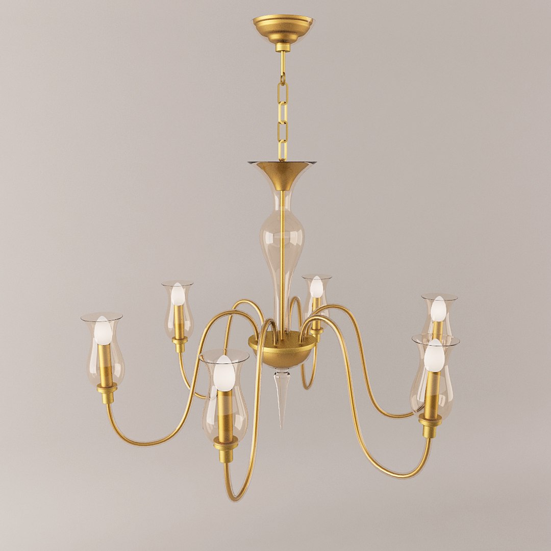 3d Soffio 6 Light Candelier Model