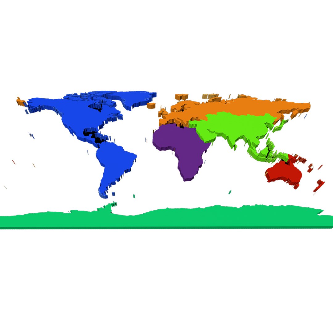 3D Continents Map - TurboSquid 2347321