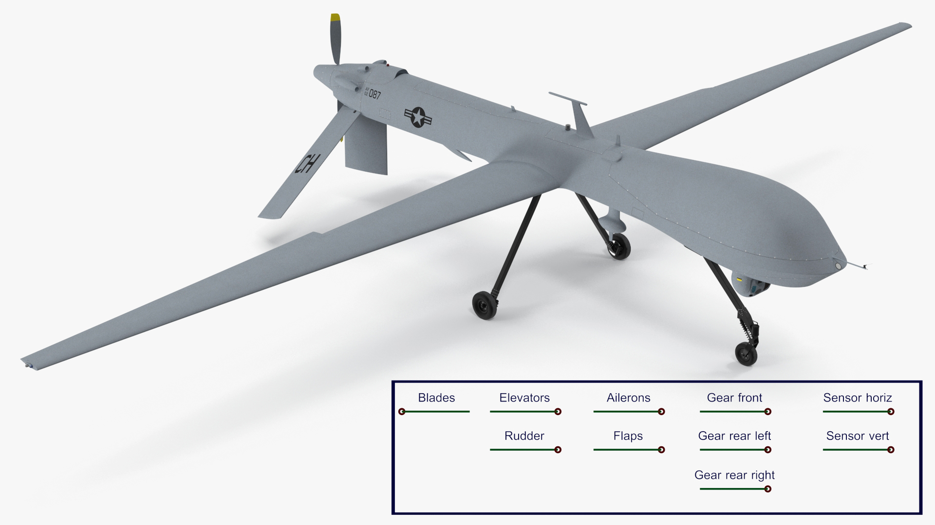 Unmanned Aerial Vehicle Reaper Drone MQ-1 Rigged 3D Model - TurboSquid ...