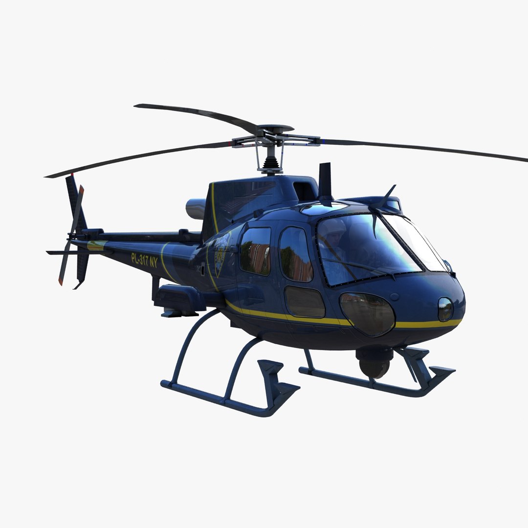 Police As350 Ecureuil Helicopter 3d Model