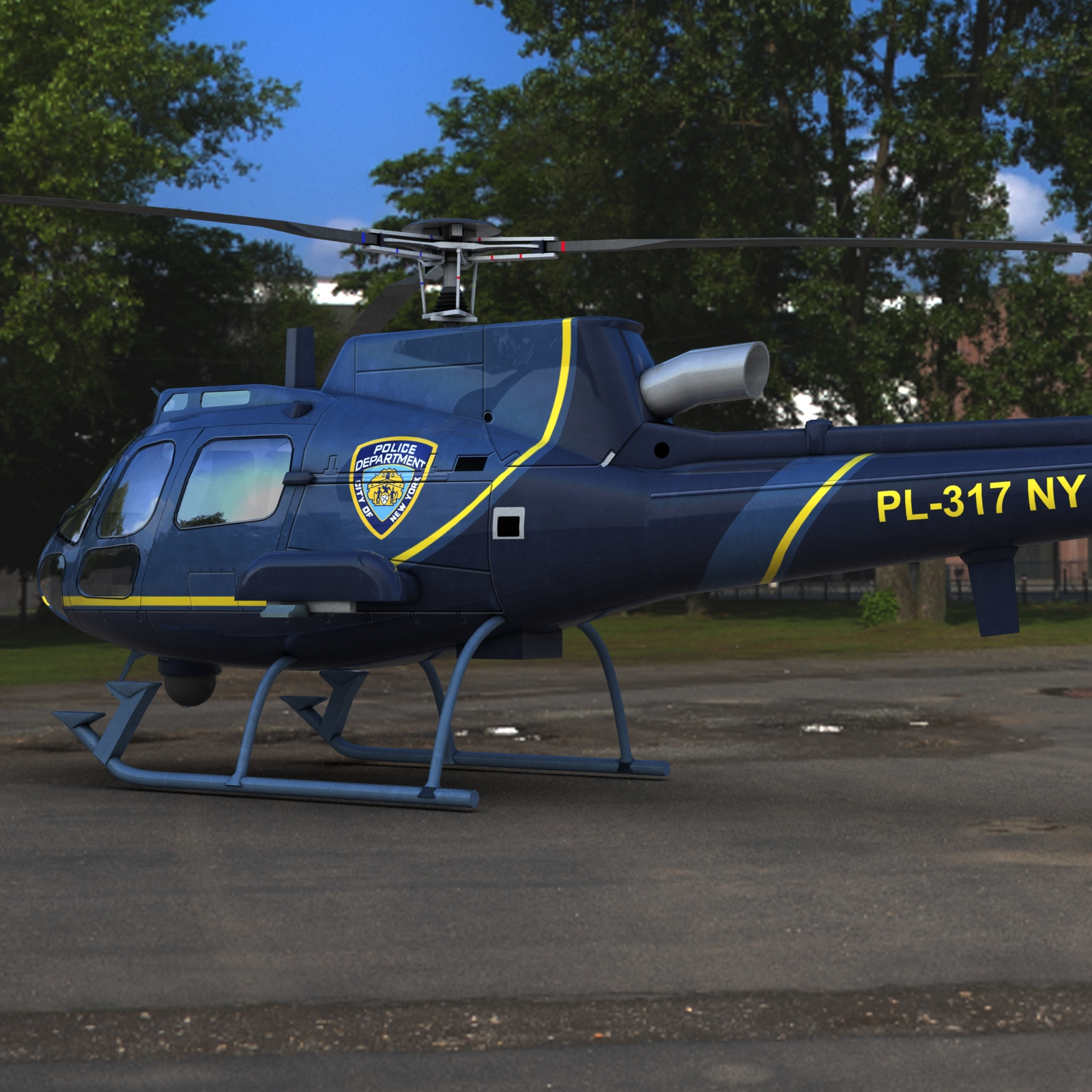 police as350 ecureuil helicopter 3d model